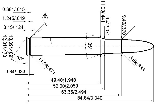 Cargas para .338-06 A-Square con .338 | 225gr | Hornady SST InterLock bala